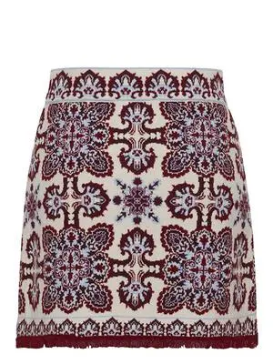 Cara Cara Lindy Jacquard Knit Mini Skirt - Vintage Scarf Ivory