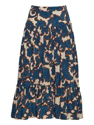 Cara Cara Tisbury High-low Ruffle Skirt - Mystic Flora Blue