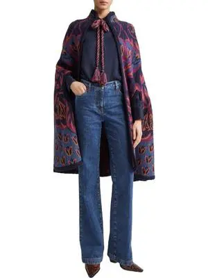 Etro Wool Blend Knit Cape - S9883 Multicolour/blue