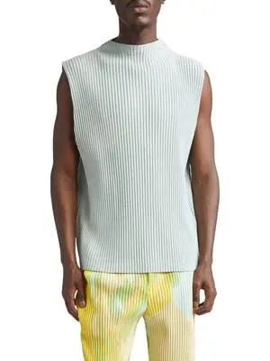Issey Miyake Monthly Colors July Pleated Sleeveless Top - Sericite Blue