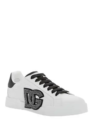 Dolce & Gabbana Portofino Leather Sneakers White/black