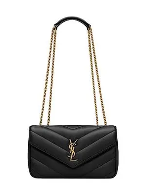 Saint Laurent Loulou Small Bag In Matelassé Lambskin - Black
