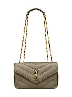 Saint Laurent Loulou Small Matelassé Lambskin Bag Dark Strong Moss