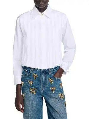 Sandro Pleated Cropped Shirt - White