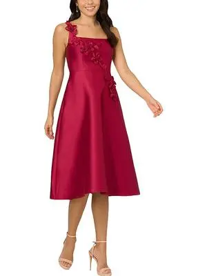 Adrianna Papell Mikado Petal Dress - Red Plum