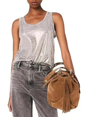 Maje Metallic Tank Top - Silver