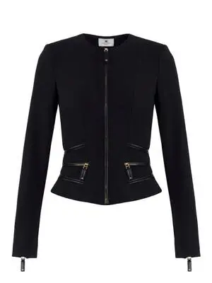 Elisabetta Franchi Slim-fit Jacket With Zip Details - Black