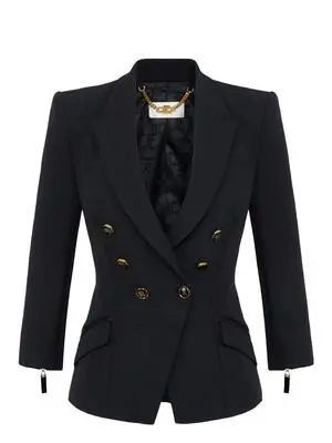 Elisabetta Franchi Slim-fit Double Crepe Jacket - Black