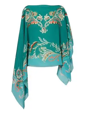 Etro Draped Silk Crêpe De Chine Top - Green