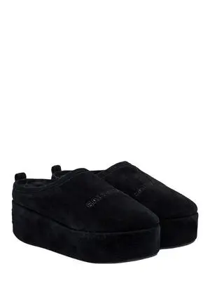 Balenciaga Alaska Suede Platform Mules - Black