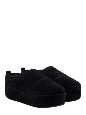 Balenciaga Suede Platform Mules - Black
