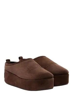 Balenciaga Alaska Suede Platform Mules - Brown