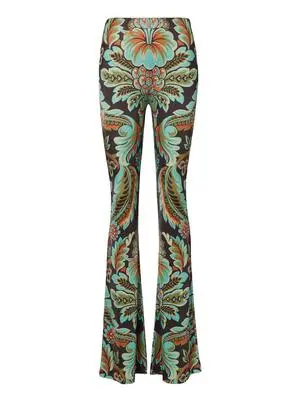 Etro Printed Crêpe Jersey Flared Pants - Multicoloured