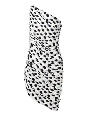 Norma Kamali Diana Pickleball Polka-dot Minidress - White