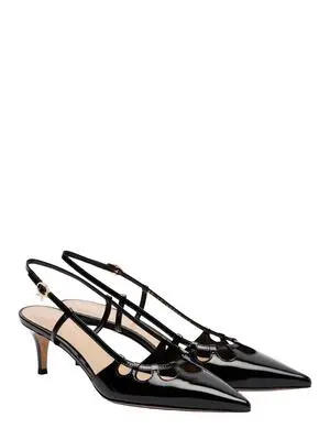 GIANVITO ROSSI Pointy 55 Patent Leather Slingback Pumps - Black