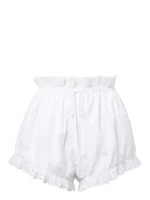 Posse Ezra Broderie Anglaise Cotton Shorts - White