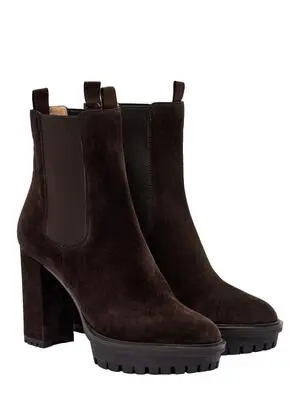 GIANVITO ROSSI 90 Suede Platform Ankle Boots - Brown