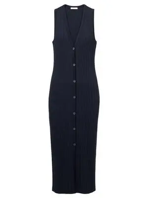 Vince Ribbed-knit Midi Dress - Blue