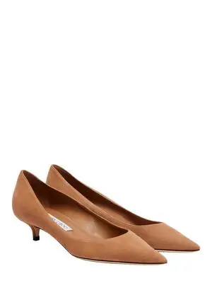 JIMMY CHOO Amelia 35 Suede Pumps - Beige