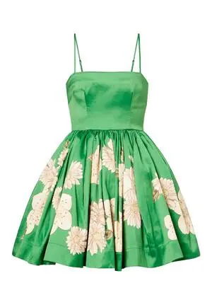 ALEMAIS Floral Gathered Minidress - Green