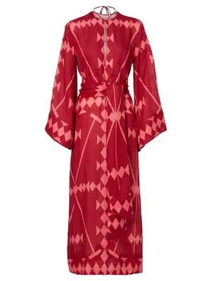 Johanna Ortiz Printed Linen Maxi Dress - Red