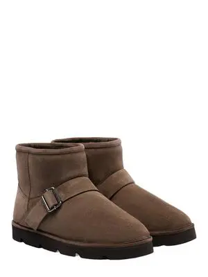 Brunello Cucinelli Shearling-lined Suede Ankle Boots - Brown