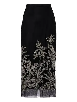 Costarellos Leyla Beaded Tulle Midi Skirt - Black