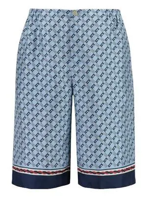Gucci Geometric G Silk Shorts - Blue