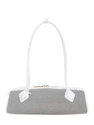Alaïa Optical Leather Teckel Medium Shoulder Bag - White