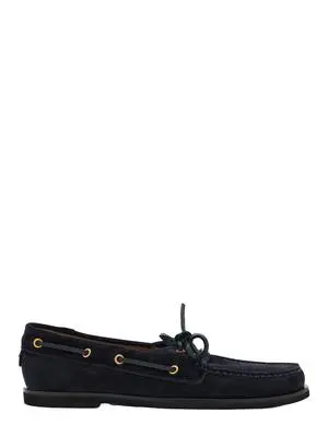 GIANVITO ROSSI Vandèe Suede Boat Shoes Navy