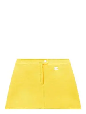 COURREGES Textured Vinyl Mini Skirt Yellow