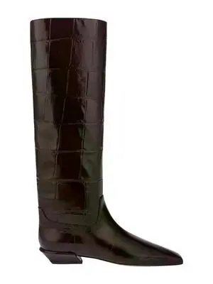 Paris Texas Croco-embossed Leather Boots - Brown