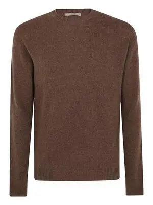 ROBERTO COLLINA Long Sleeve Round Neck Sweater - Brown