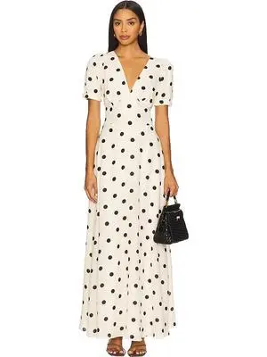 MORE TO COME Devin Maxi Dress - Cream Polka Dot