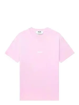 MSGM Logo-print Cotton T-shirt - Pink