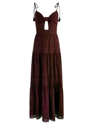 Alice + Olivia Minka Embroidered Maxi Dress - Brown