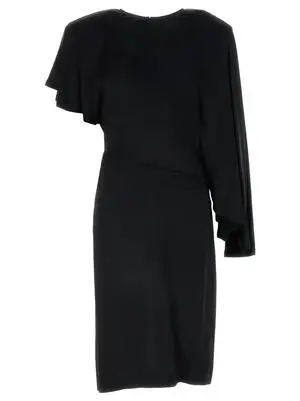Stella McCartney Asymmetrical Sleeve Draped Dress - Black