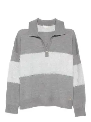 Liu Jo Striped Polo-neck Sweater - Grey