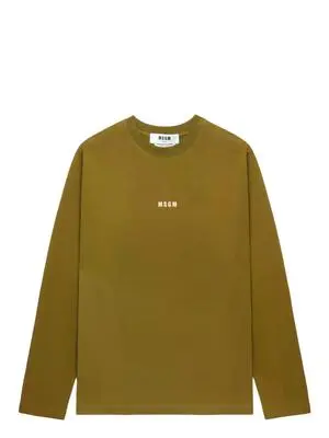MSGM Logo-print Long-sleeve Top - Green