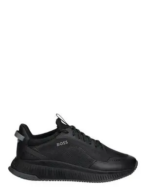 BOSS Textured Lace-up Low-top Sneakers - Black