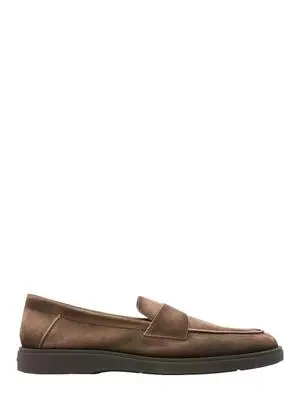 Santoni Suede Penny Loafers - Brown