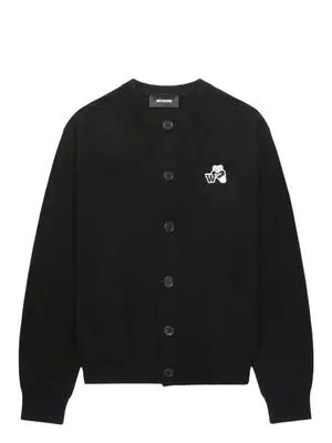 We11Done Bear-logo Button Cardigan - Black