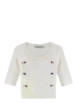 Alessandra Rich Embroidered Sweater - White