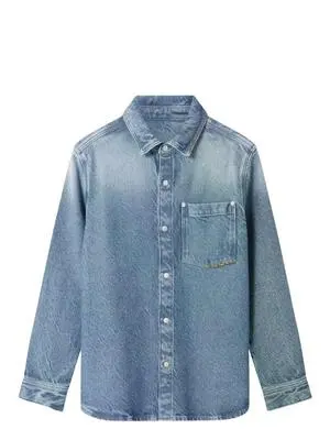 Axel Arigato Embroidered-logo Denim Shirt - Blue