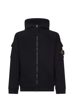 Stone Island Hooded Zip-up - Black
