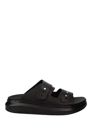 Karl Lagerfeld Leather Slides - Black
