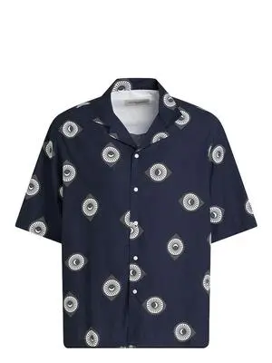 Officine Générale Eren Printed Lyocell And Cottonblend Poplin Shirt - Midnight Blue