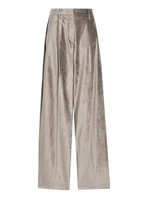 Brunello Cucinelli Cotton-blend Velvet Straight-leg Pants - Gray