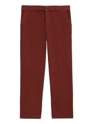 Officine Générale Belted Cotton-blend Twill Pants - Brick