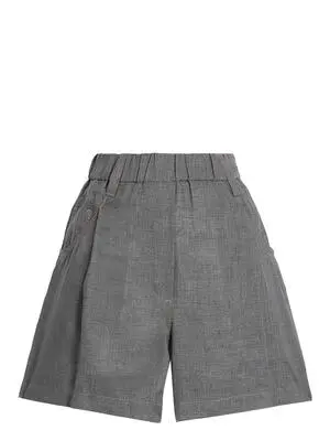 Brunello Cucinelli Pleated Linen Shorts - Dark Gray